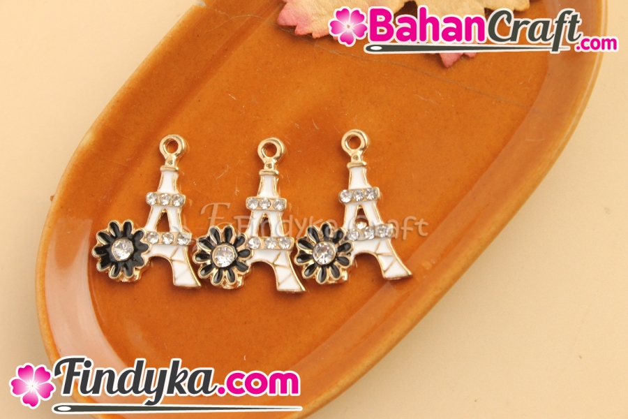 Findyka.com - Charm korea eiffel putih bunga hitam