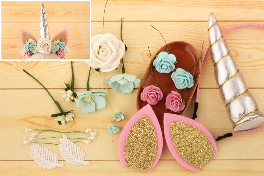 Findyka.com - Paket DIY Bando Premium Unicorn Fairy Silver Pink