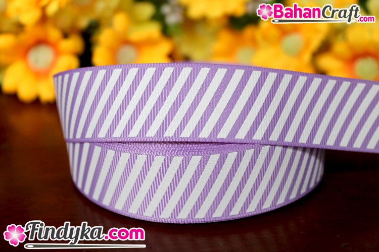 Findyka.com - Pita grosgrain motif slash 2,5cm ungu