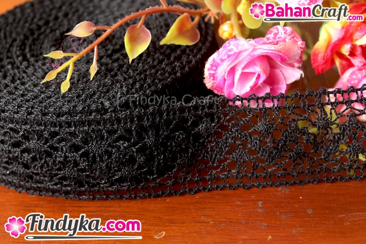 Findyka.com - Renda rajut high quality 4cm hitam