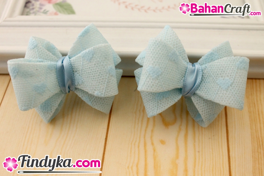 Findyka.com - Lace brokat bow biru muda