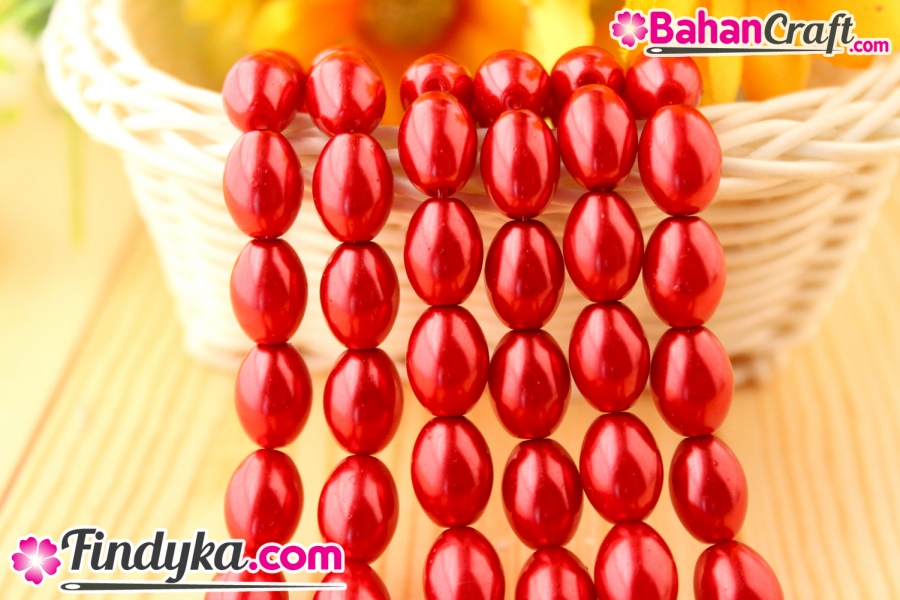 Findyka.com - Mutiara sintetis oval 8mm merah