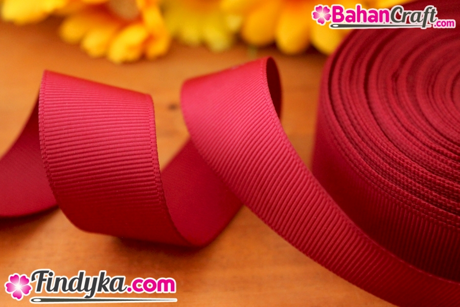 Findyka.com - Pita grosgrain polos high quality 2,5cm maroon