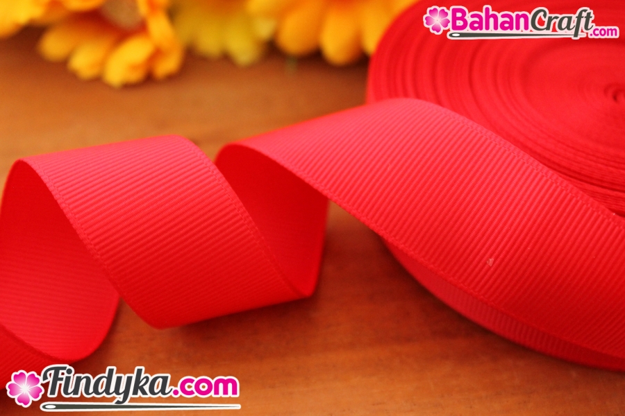 Findyka.com - Pita grosgrain polos 2,5cm high quality merah
