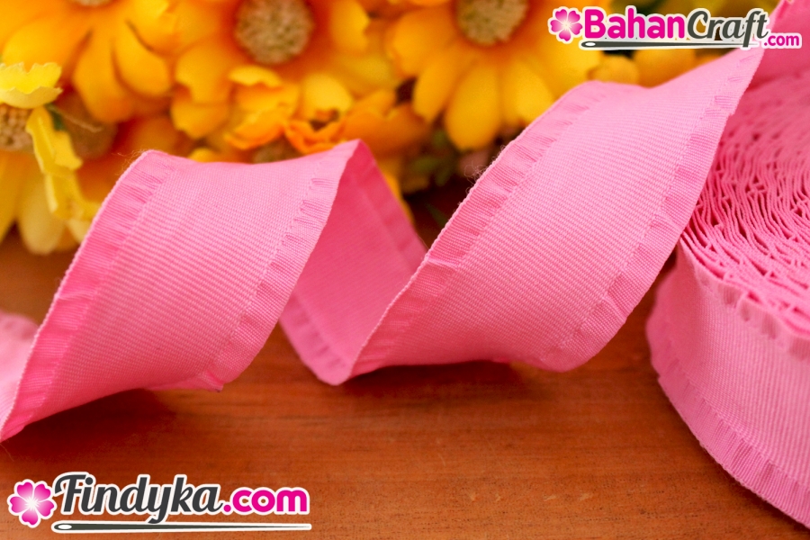 Findyka.com - Pita grosgrain list kerut 2,5cm pink ayu