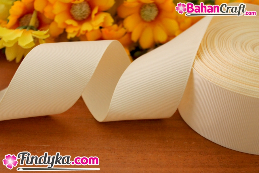 Findyka.com - Pita grosgrain polos high quality 4cm cream