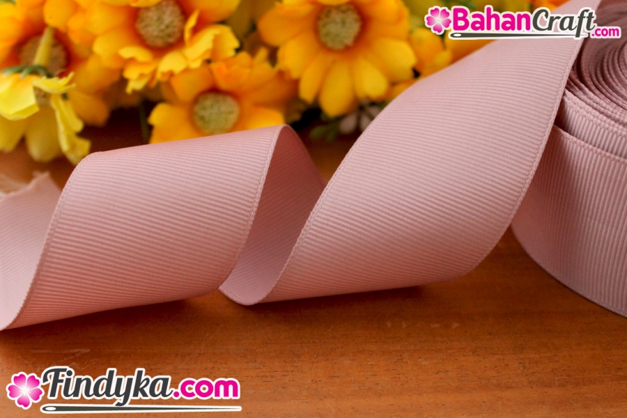 Findyka.com - Pita grosgrain polos high quality 4cm dusty rose