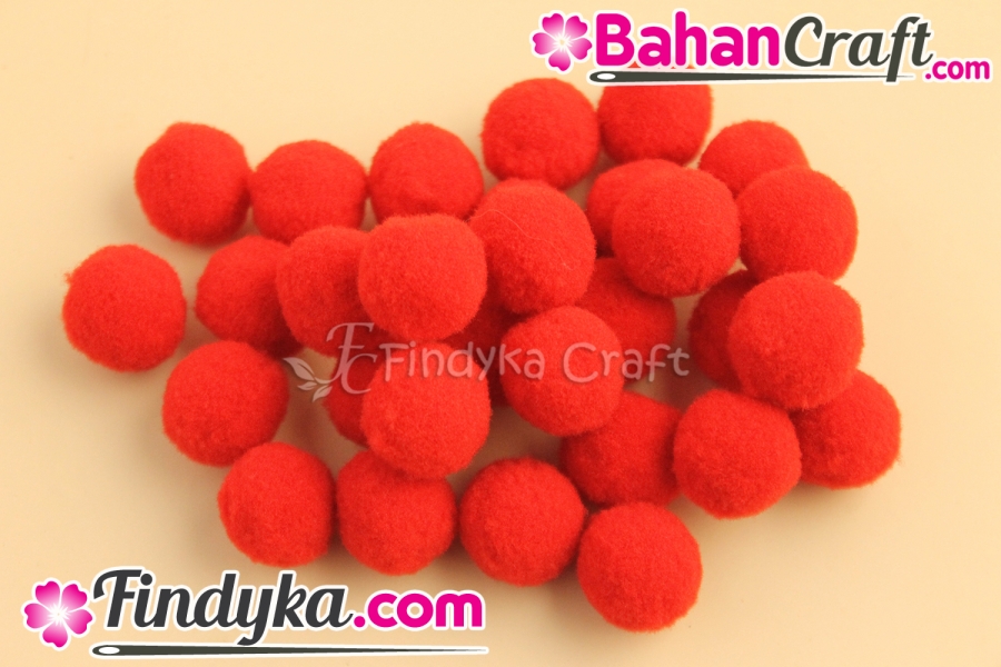 Findyka.com - Pom-pom halus 2cm merah